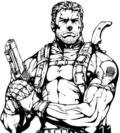 Safebooru 1boy Beard Stubble Chris Redfield Emblem Facial Hair