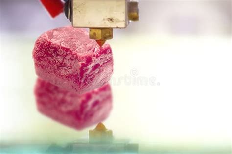 Concept 3d Rendering Of Food Synthetic Meat Made With 3d Printer