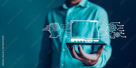 Man Use Smartphone Command Prompt Ai Chat Digital Artificial