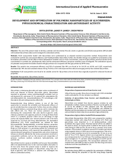 Pdf Development And Optimization Of Polymeric Nanoparticles Of Glycyrrhizin Physicochemical