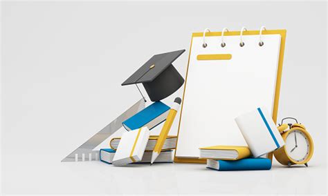 학교 개념으로 돌아가기 및 교육에서 학위 성취 온라인 교육 개념에 대한 최소한의 배경 컬러 파스텔 배경에 졸업 모자를 쓴 책 3d 렌더링 그림입니다 0명에 대한 스톡 사진