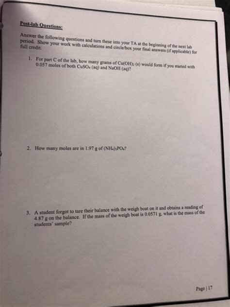 Solved Post Lab Questions Answer The Following Questions Chegg