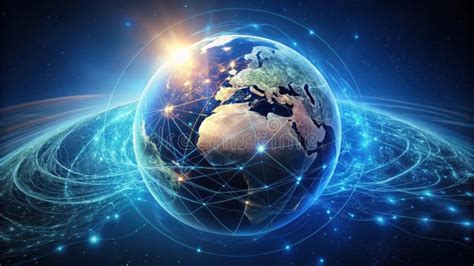 Global Network Connections Illuminated Earth And Interconnected Pathways Generative Ai Stock