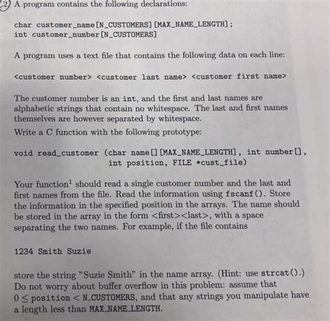 Solved 2 A Program Contains The Following Declarations