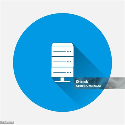 벡터 데이터 센터 아이콘입니다 파란색 배경에 일러스트 서버 및 시계 아이콘입니다 긴 그림자가 있는 플랫 이미지입니다 에 대한 스톡 벡터 아트 및 기타 이미지 Istock