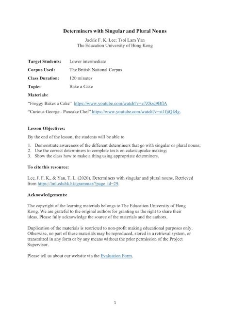 Pdf Determiners With Singular And Plural Nouns4 C Determiners