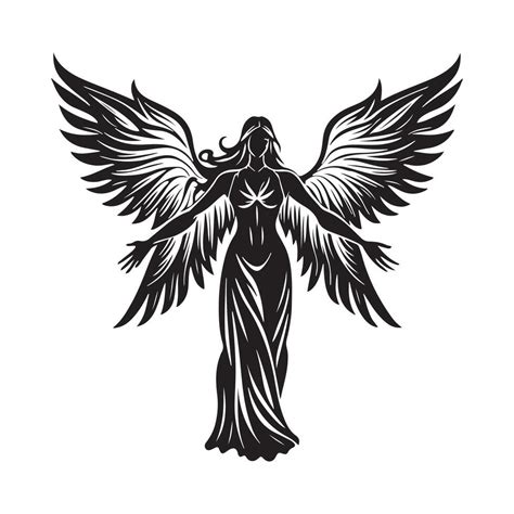 Elegant Angel Illustration With Wings Vector Art At Vecteezy