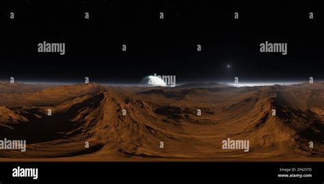 360 Degree Alien Solar System Planet With Two Exomoons Equirectangular Projection Environment
