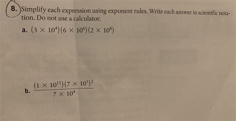 solved 8 simplify each expression using exponent rules