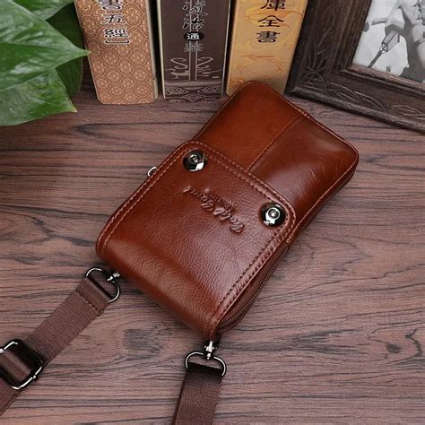 Yiang 브랜드 패션 남자 허리 벨트 가방 정품 가죽 캐주얼 미니 남자 지갑 지갑 파우치 Fanny 팩 비즈니스 스타일 전화 가방