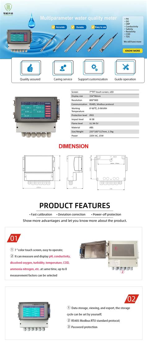 Online Digital Ph Sensor Orp Conductivity Do Turbidity Cod Mlss Tds Meter Multiparameter Water