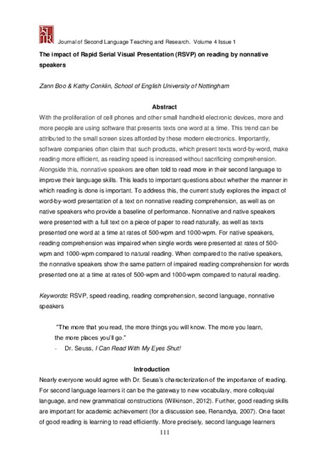 Pdf The Impact Of Rapid Serial Visual Presentation Rsvp On Reading