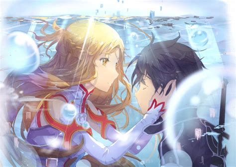 Download Romantic Anime Couples Kirito Asuna Hold Face Wallpaper