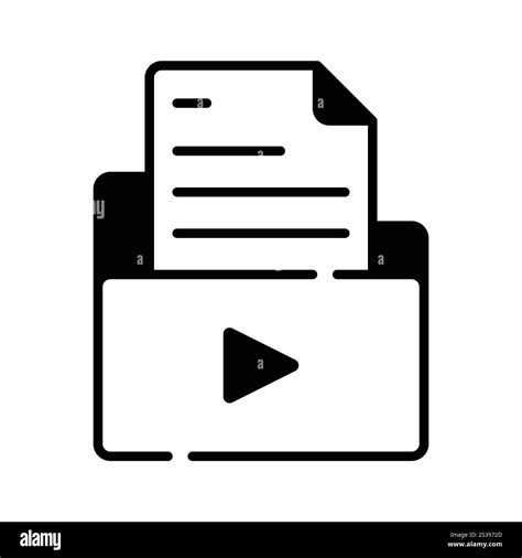 a folder with documents and a play button indicating media files stock