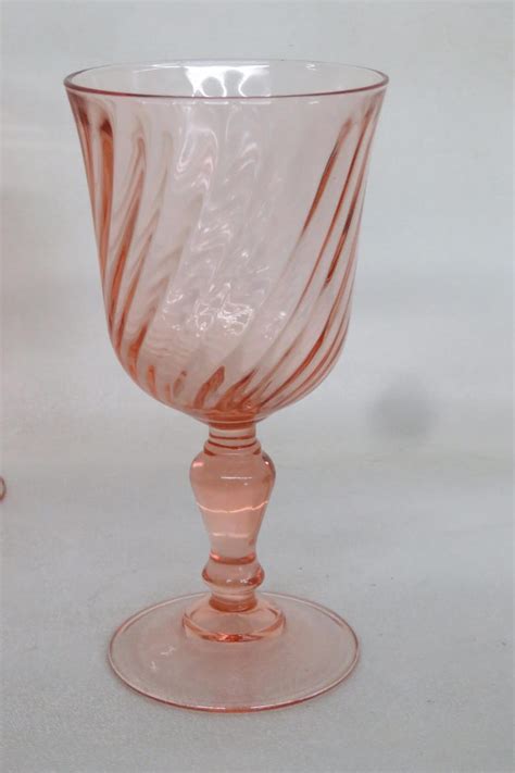 Luminarc Cristal Darques Rosaline Optic Pink Swirl Wine Water Goblets Set Of Fifthteen 4167b Etsy