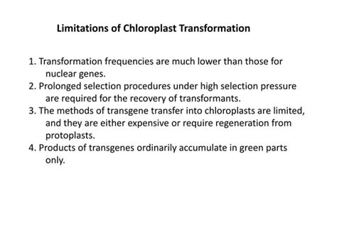 Chloroplast Transformationpptx Biological Sciences Science
