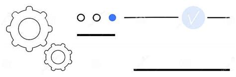 Minimalistic Gears With Checkmark And Connecting Lines Indicating