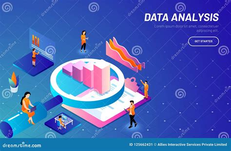 Data Analysis Concept Based Web Template Design With 3d Illustration Of Magnifying Glass Bar