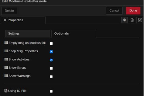 Modbus Flex Getter Sends Error Messages To Debug Whatever Setted Up In