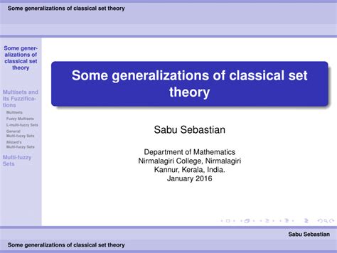 Pdf Some Generalizations Of Classical Set Theory