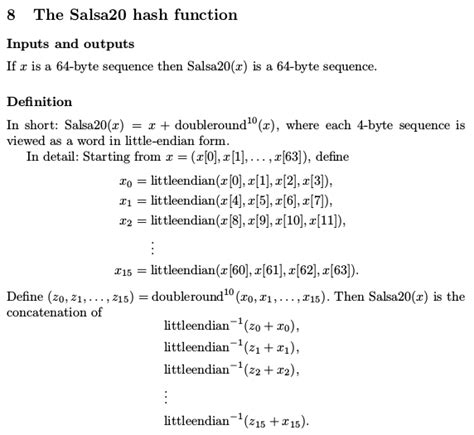 implementation how to implement the salsa20 hash function