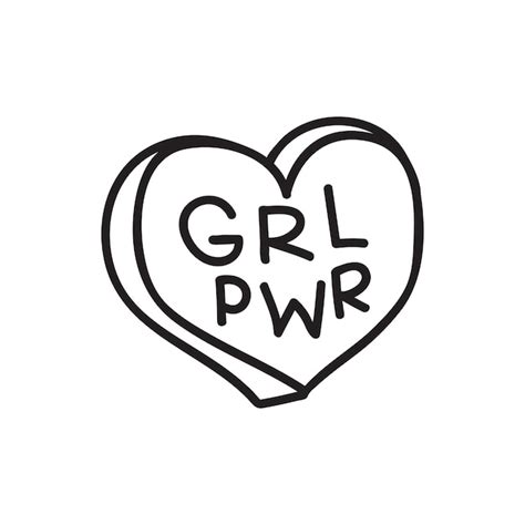 Grl Pwr 짧은 인용문 소녀 전원 인쇄 브로셔 인사말 카드 가방 의류에 대한 귀여운 손으로 그림을 그리기 노트북 전화 벽에 붙이기 위해 현대 동기 부여 텍스트 페미니스트