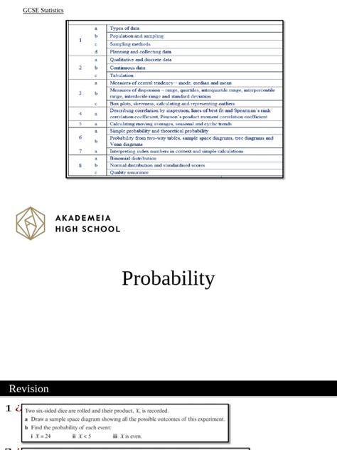 Gcse Statistics Probability Pdf