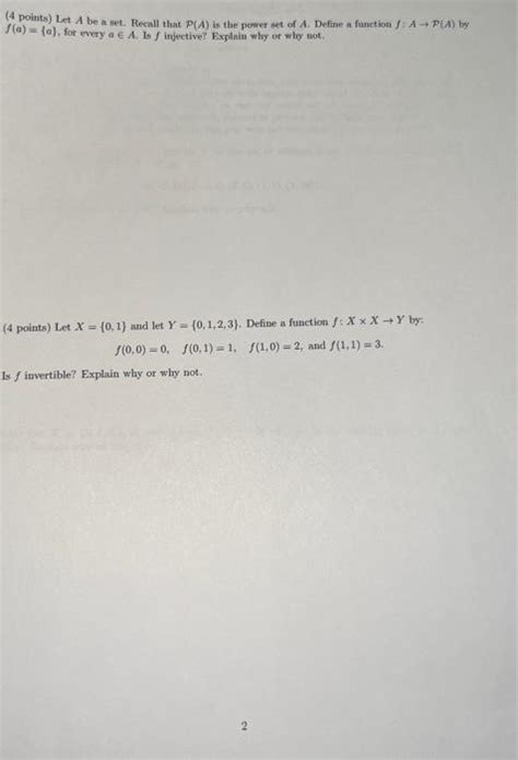 Solved 4 Points Let A Be N Set Recall That Pa Is The