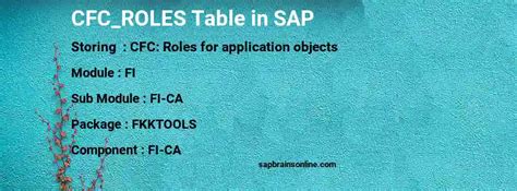 CFC ROLES SAP Table For CFC Roles For Application Objects
