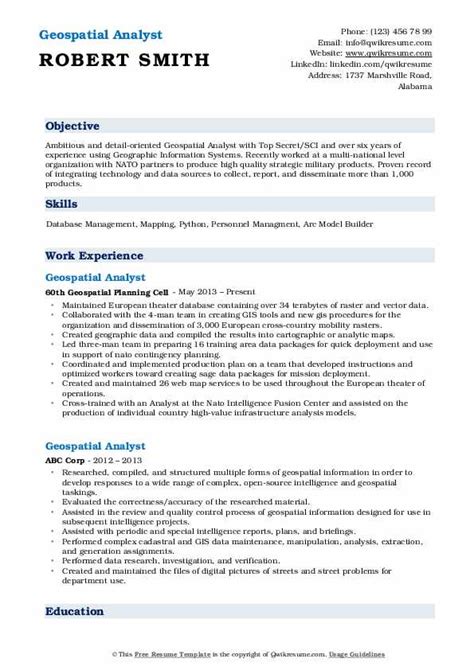 10 Geospatial Analyst Resume Samples And Templates For 2025