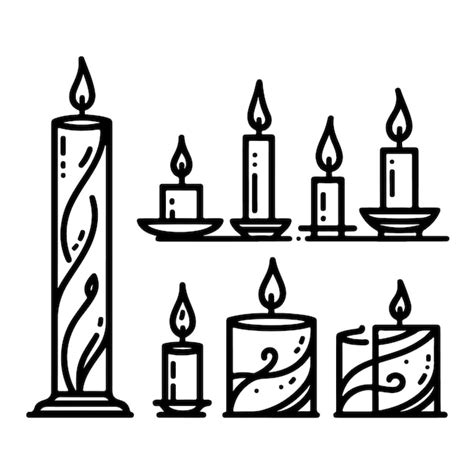 A Singleline Black Candle Silhouette Set With A White Background Premium AI Generated Vector