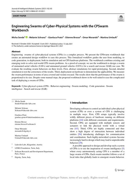 engineering swarms of cyber physical systems with the cpswarm workbench