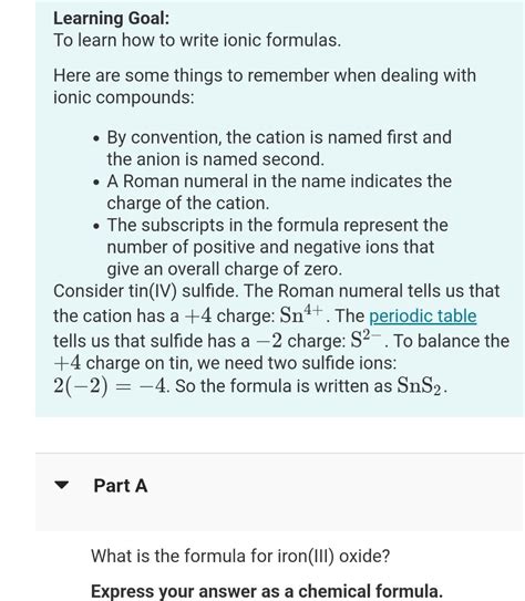 Solved Learning Goal To Learn How To Write Ionic Formulas Chegg Com