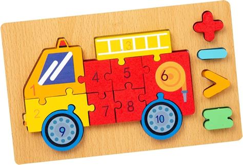 puzzle din lemn 3d cu piese numerotate si operatii aritmetice masina de