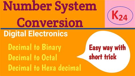 Number System Conversion Decimal To Binary Short Trick Youtube
