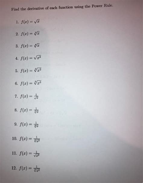 Solved Find The Derivative Of Each Function Using The Power