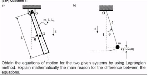 Solved A B Obtain The Equations Of Motion For The Two Chegg Com