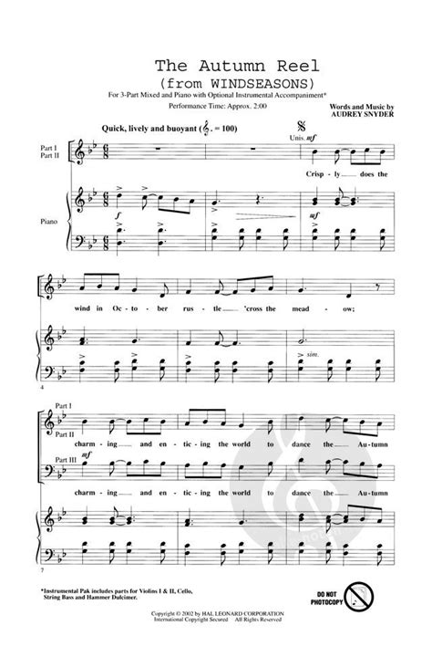 The Autumn Reel Audrey Snyder Chor Instrumentalstimmen