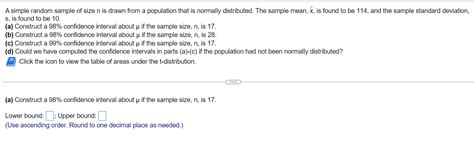 Solved A Simple Random Sample Of Size N Is Drawn From A Chegg Com