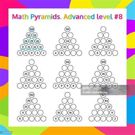 Math Pyramid Educational Game Worksheet Advanced Level Set Mathematics