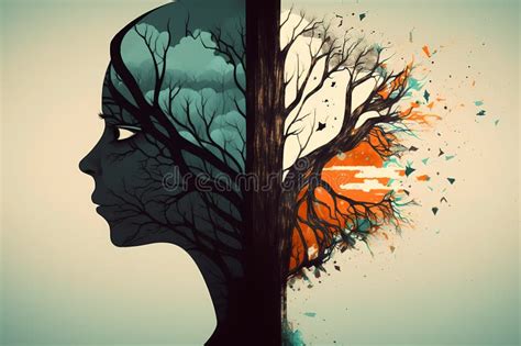 human nature unity eco awareness female portrait merged with trees