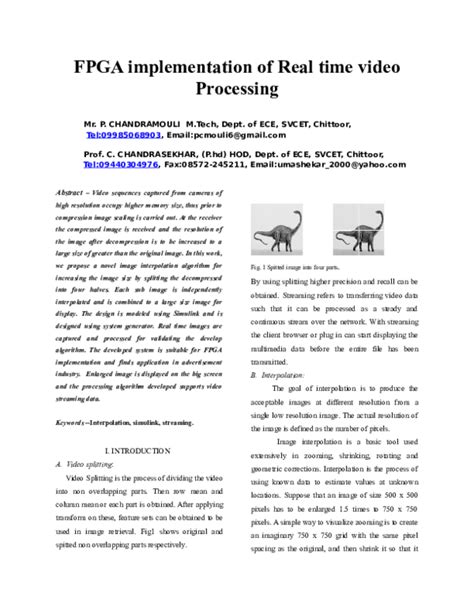 doc fpga implementation of real time video processing