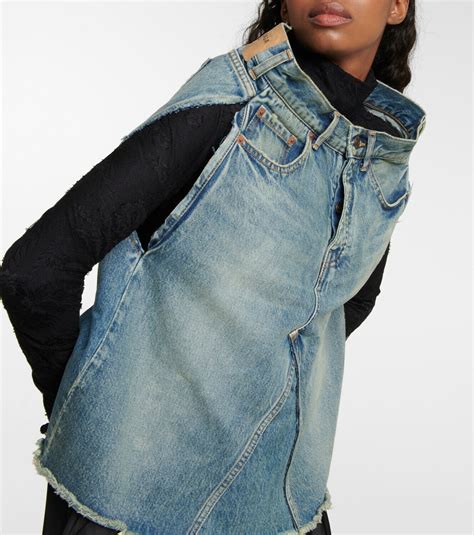 Balenciaga Pants Off Shoulder Denim Top Balenciaga