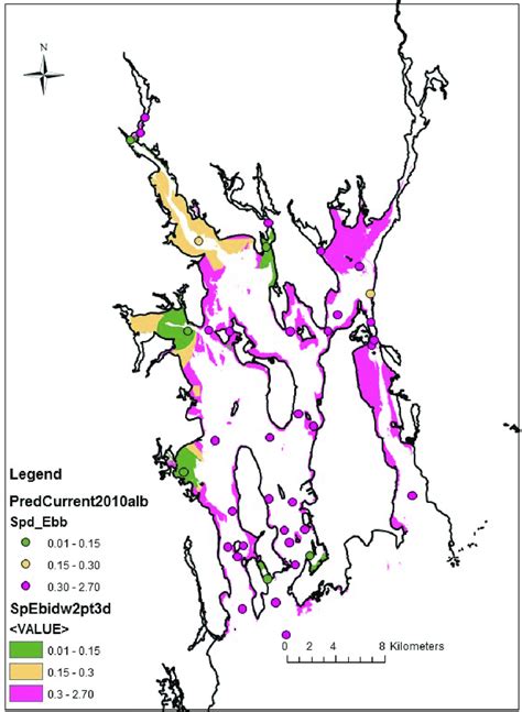 Predicted 2010 Maximum Tidal Currents Msec During Ebb Tides From