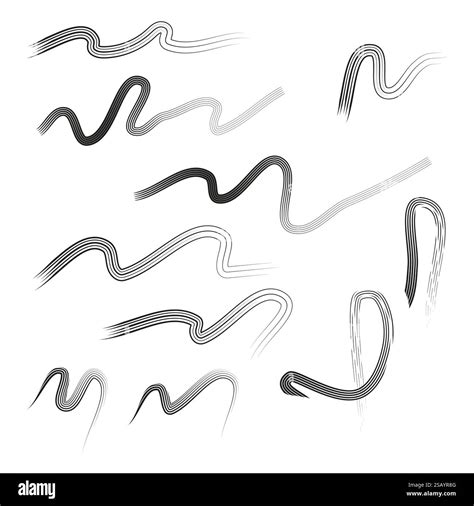 Wavy Abstract Lines Black And White Curves Dynamic Stripe Elements Flowing Artistic Pattern