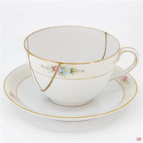Authentic Kintsugi Pottery Cupandsaucer The Kintsugi Labo Japan
