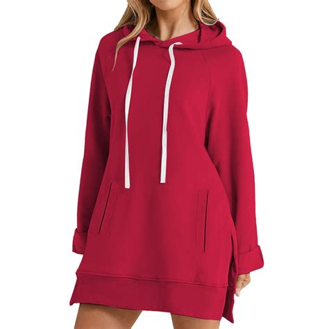 Gipqjk Oversized Dress Hoodies Women Warmy Oversized Long Sleeve Tunic