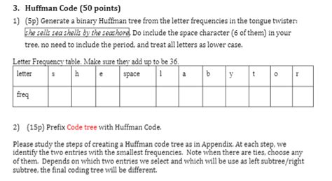 solved 3 huffman code 50 points 1 5p generate a binary