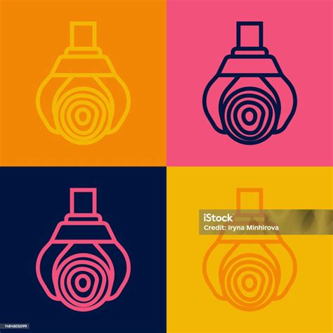 팝 아트 라인 그래플 크레인은 컬러 배경에 격리된 로그 아이콘을 잡았습니다 산림 산업 목재 트렁크 목재 생산을 위한 산업용 크레인 벡터 갈고리 발톱에 대한 스톡 벡터 아트