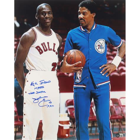 Julius Dr J Erving Signed 76ers 16x20 Photo Inscribed Air Jordan